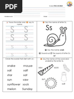 Jolly Phonics Letter "S" | PDF