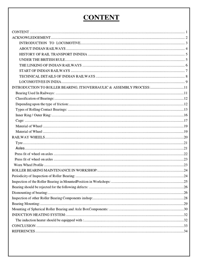 Summer Training Report Final | PDF | Bearing (Mechanical) | Mechanical ...