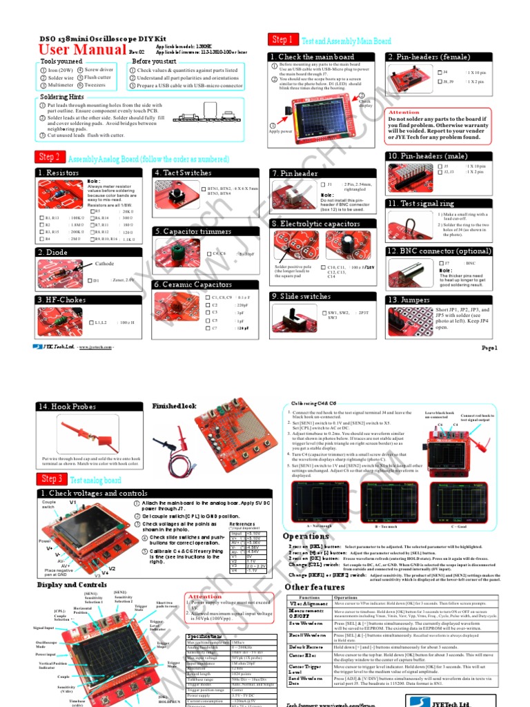 Dso138 Mini User Manual Pdf Electromagnetism Computer Engineering 
