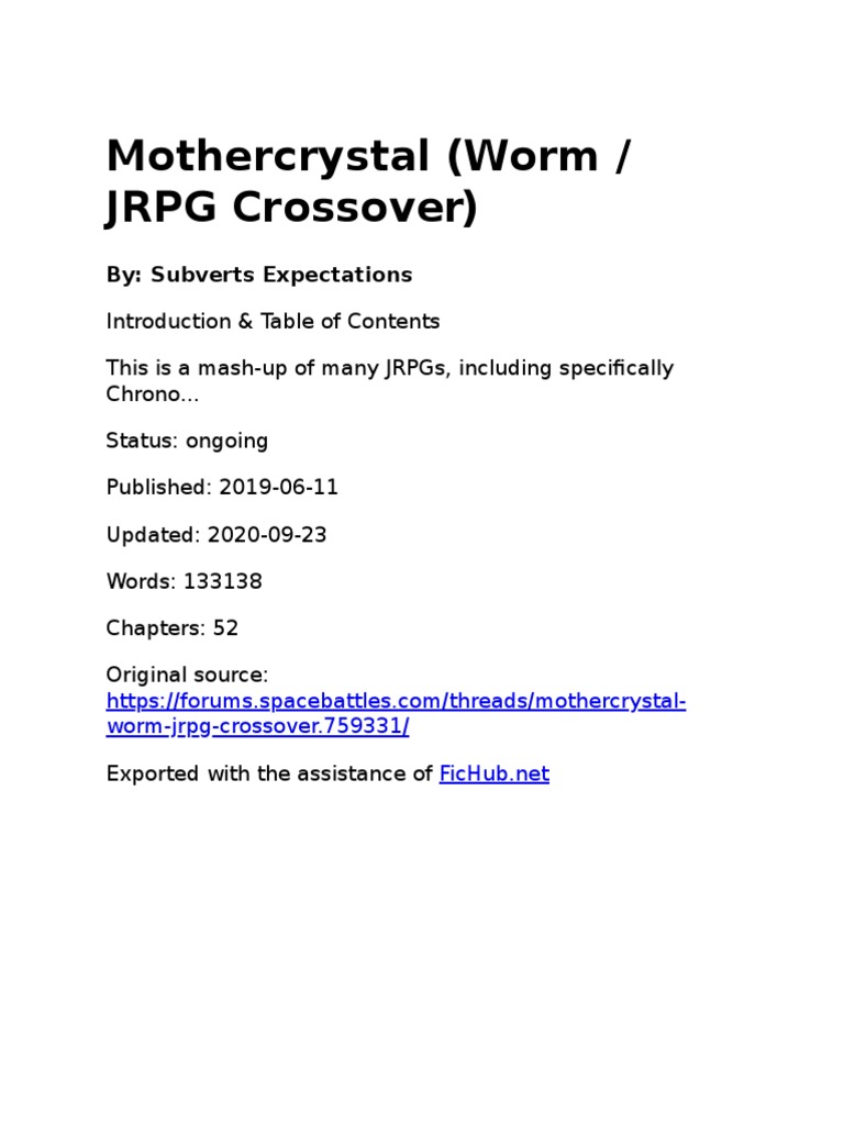 Mothercrystal Worm JRPG Crossover by Subverts Expectations-m39LK6RF | PDF