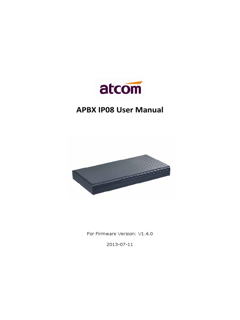 APBX-IP08-User Manual R V1.4.0-D 20130711-EN | PDF | Ip Address | Voicemail