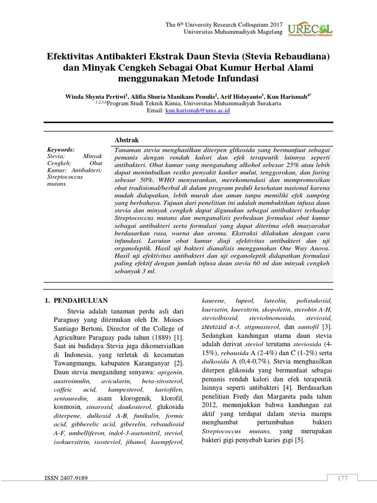 Daun Stevia Dan Cengkeh Sebagai Obat Kumur | PDF