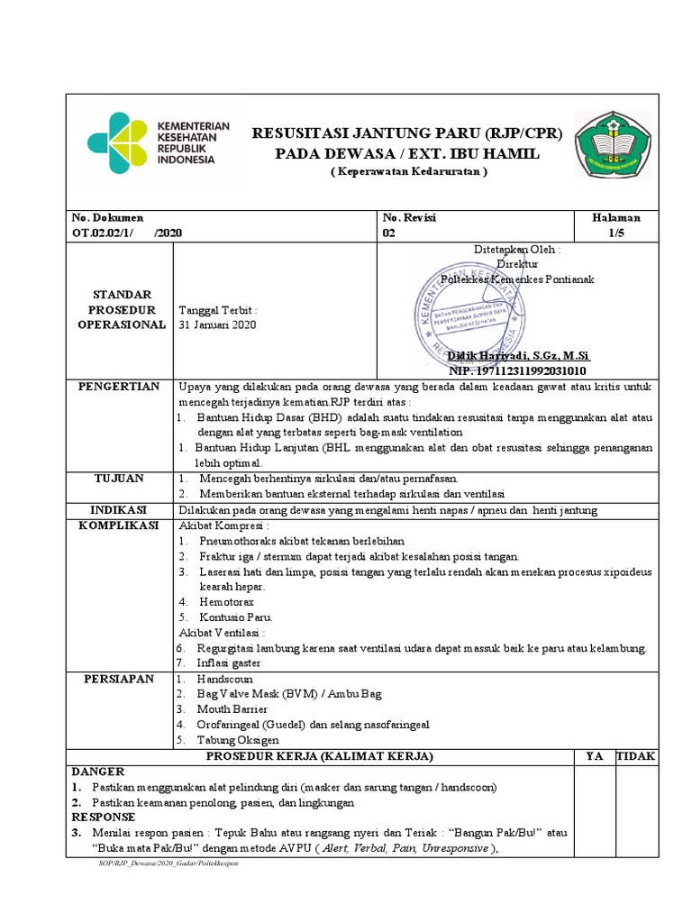 Sop RJP Dewasa 2020 | PDF