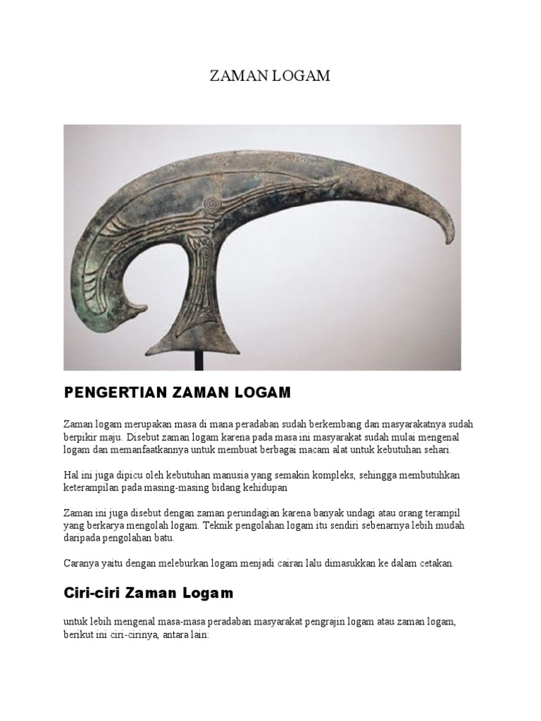 Peninggalan dan Ciri Zaman Logam | PDF | Sejarah