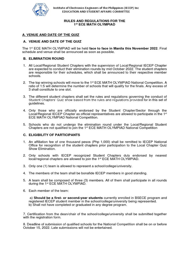 ECE Math Olympiad Guidelines 1 | PDF