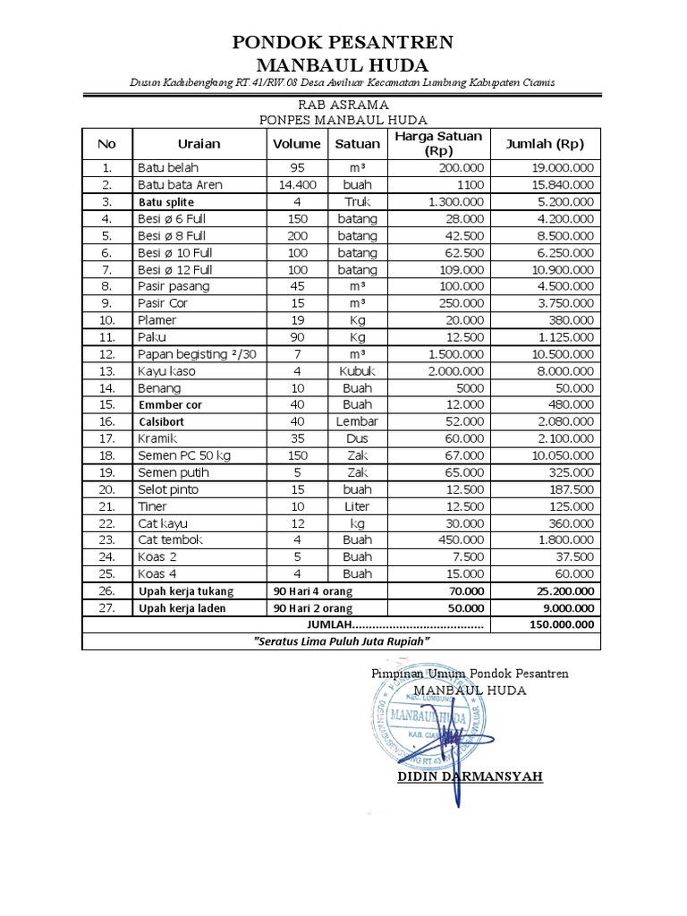 Rab Asrama Manbaul Huda | PDF