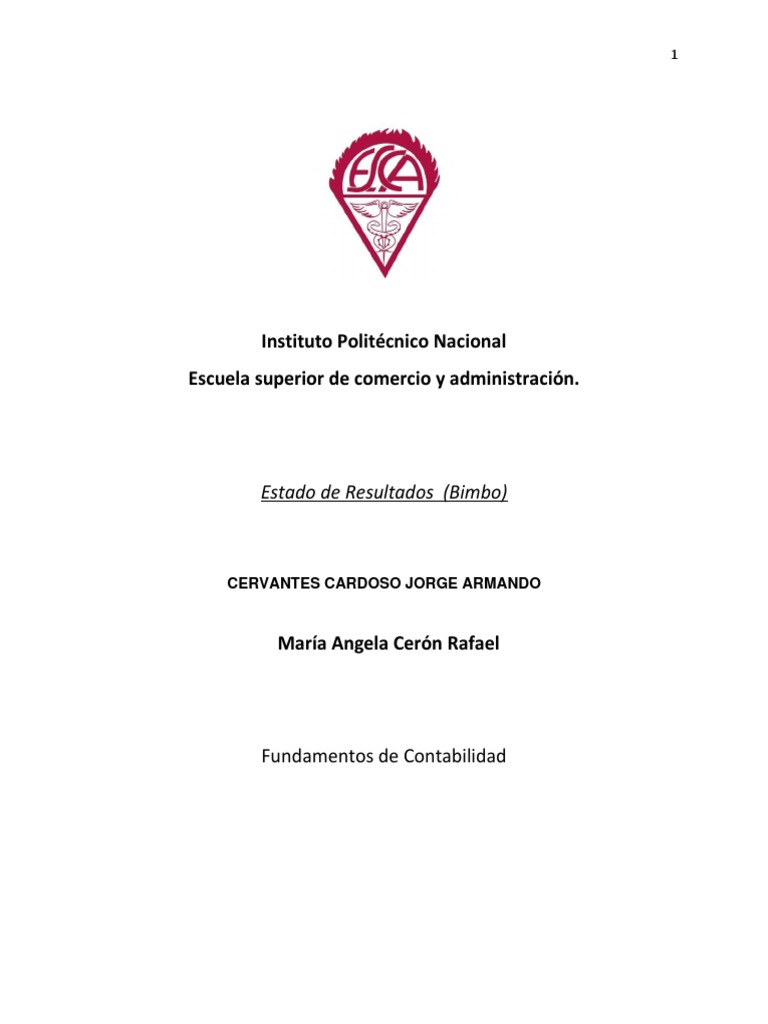Estado de Resultados BIMBO | PDF | Contabilidad | Estado de resultados