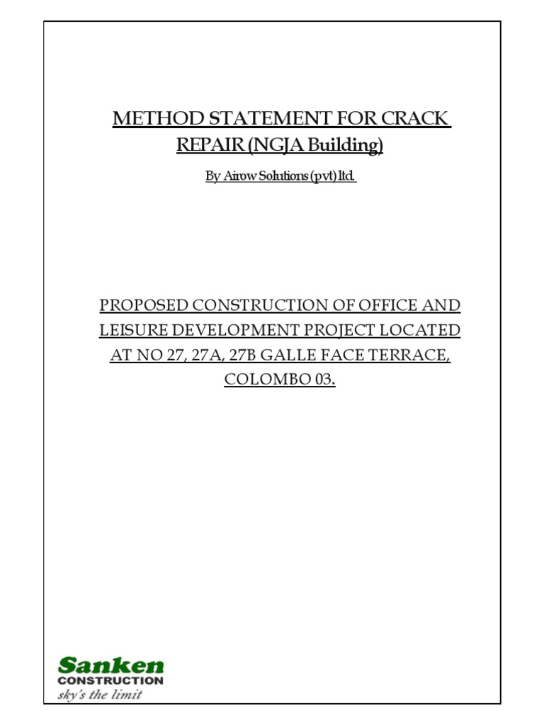 Method Statement For Crack Repairing | PDF | Lamination | Plaster