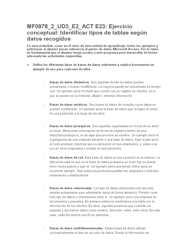E23 Ejercicio Conceptual Identificar Tipos de Tablas Según Datos ...