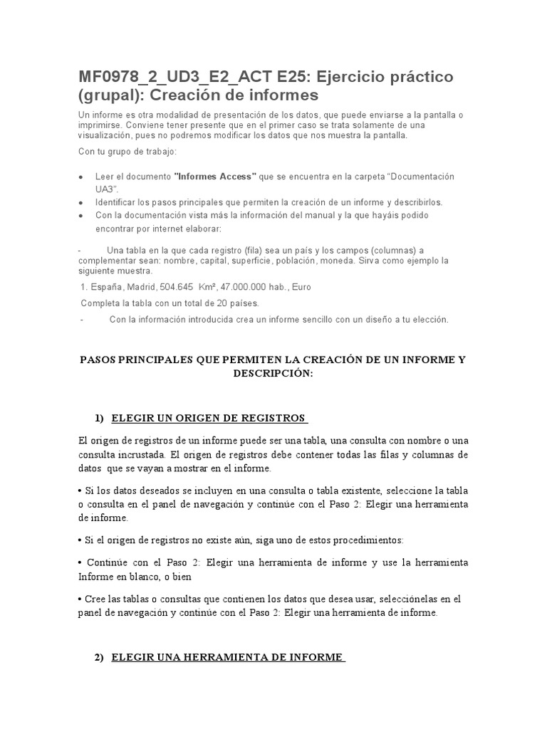 E25 Ejercicio Práctico (Grupal) Creación de Informes | PDF | Bases de ...
