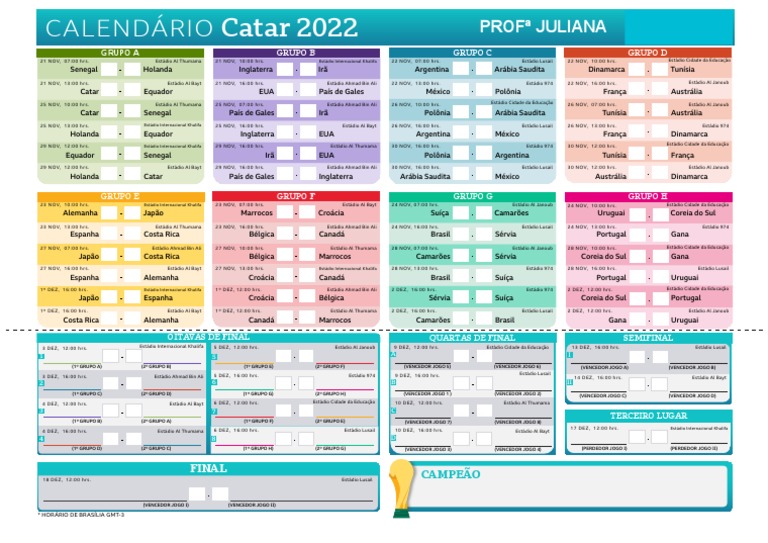 Tabela Copa Do Mundo | PDF | Catar | Esportes coletivos