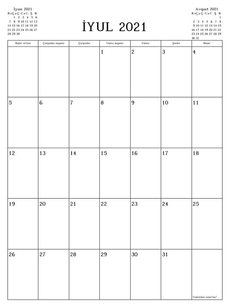 Calendar 7 2021 P A4 7calendar | PDF