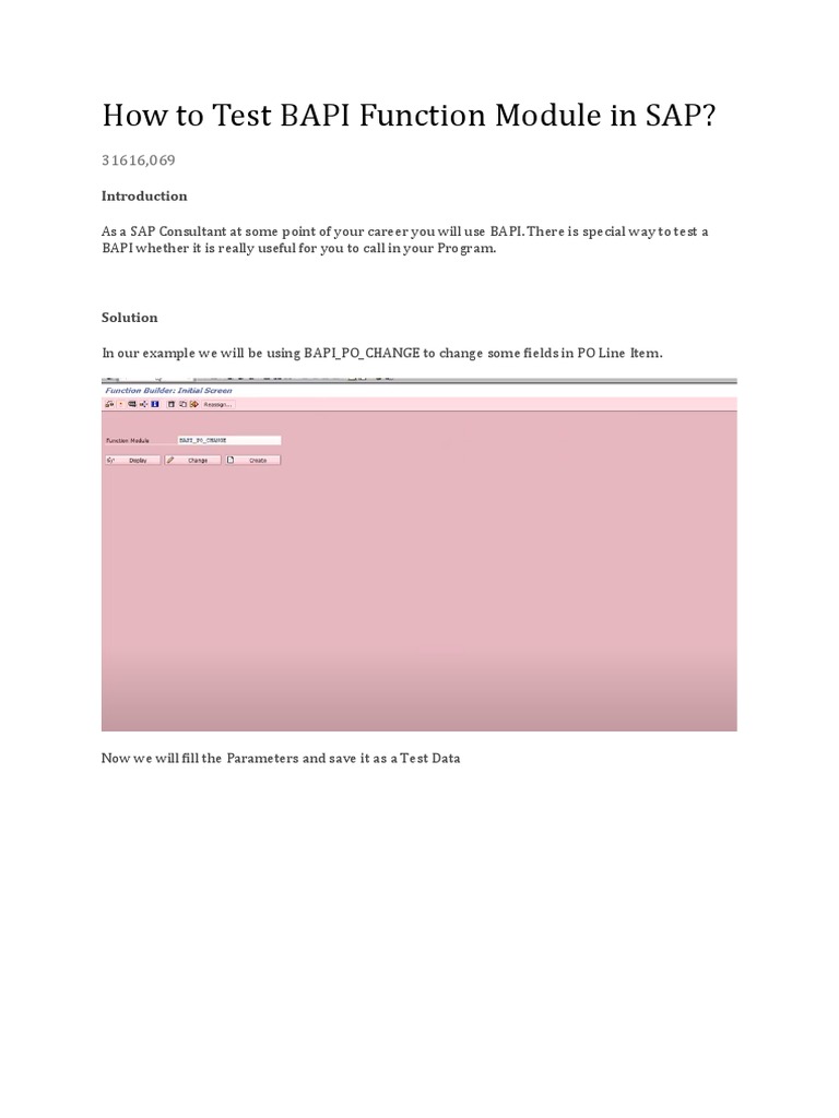 How To Test Bapi Function Module In Sap 1656953291 Pdf