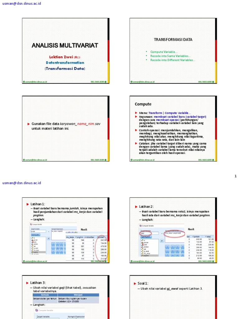 Analisis Multivariat#2 - Transformasi Data | PDF