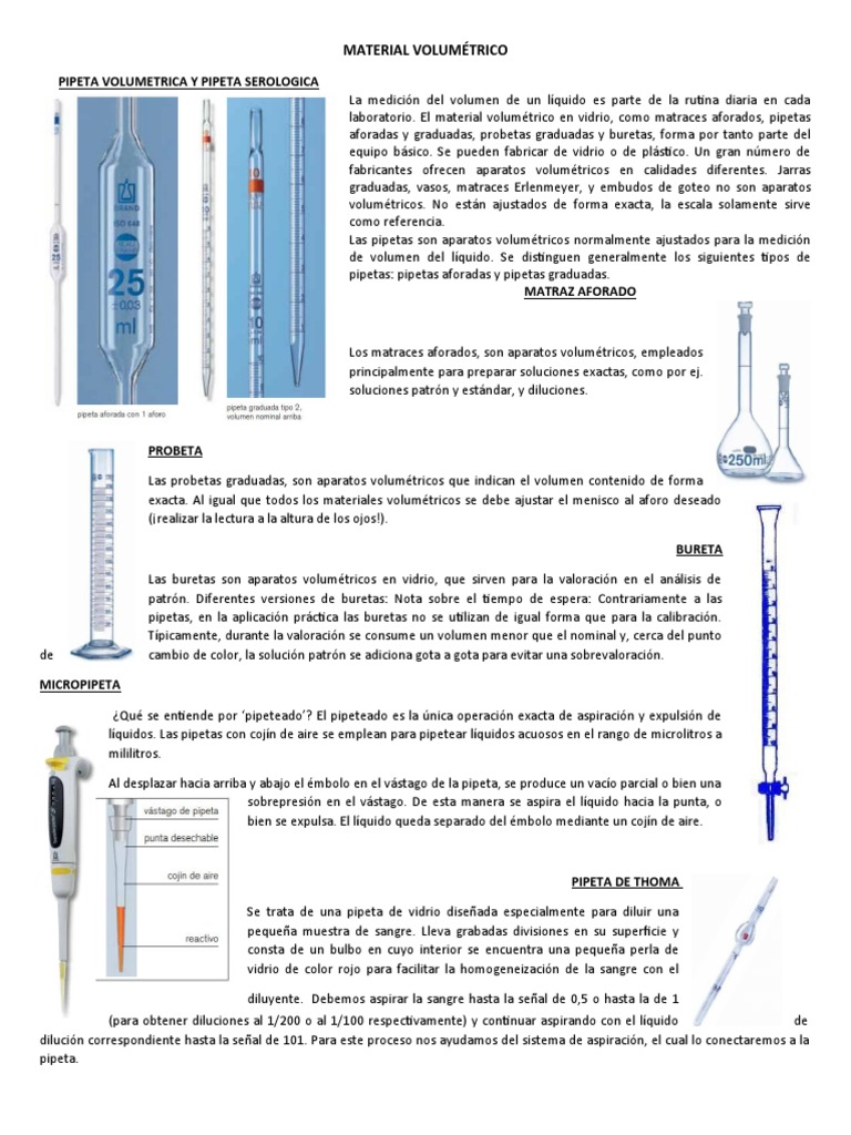 Materiales volumétricos y sus aplicaciones en el laboratorio | PDF ...
