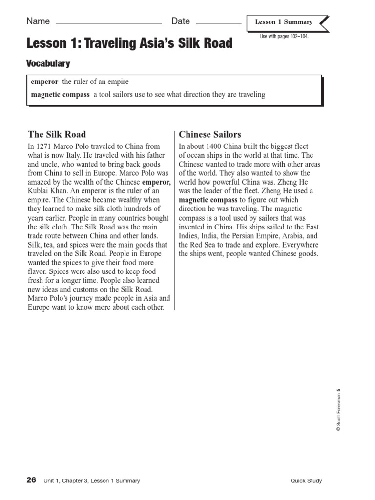 Lesson 1. Traveling Asia S Silk Road | PDF | Silk Road | Marco Polo