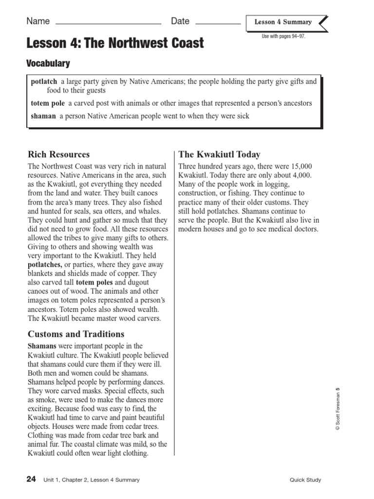 Lesson 4. The Nothwest Coast | PDF | Indigenous Peoples Of The Pacific ...