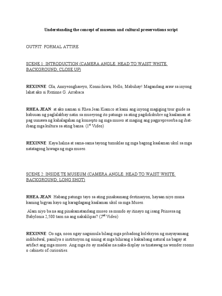 Understanding The Concept of Museum and Cultural Preservations Script | PDF