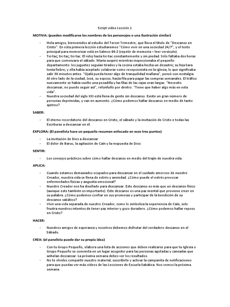 Script Video Lección 1 | PDF