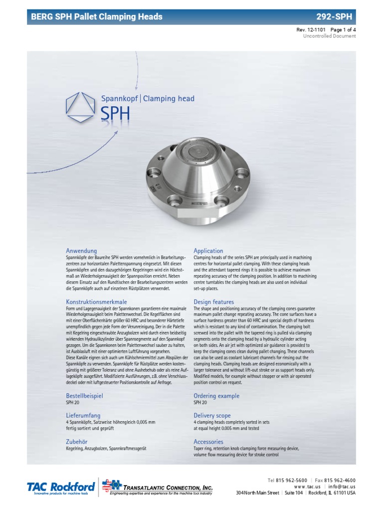 292 SPH Berg SPH Pallet Clamping Heads | PDF