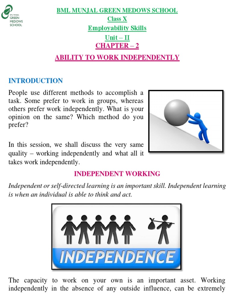 Unit - II Chapter - 2 Ability To Work Independently | PDF ...