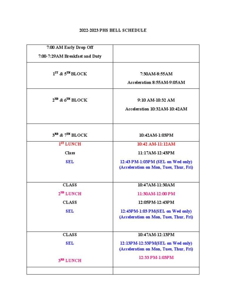 2022-23 BELL SCHEDULE (Revised 8.4.22) | PDF
