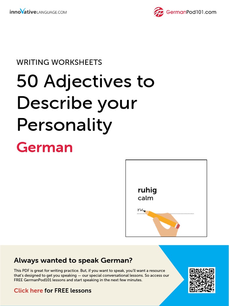 German - Adjectives To Describe Your Personality | PDF