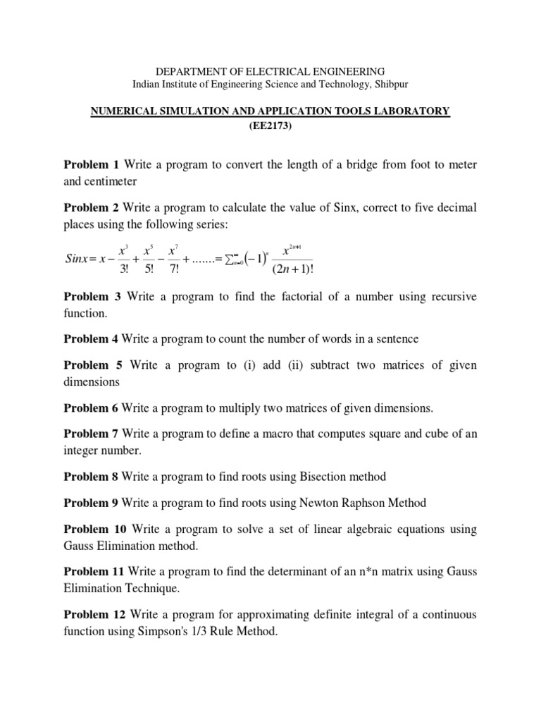 Question Simulation Lab Iiest | PDF
