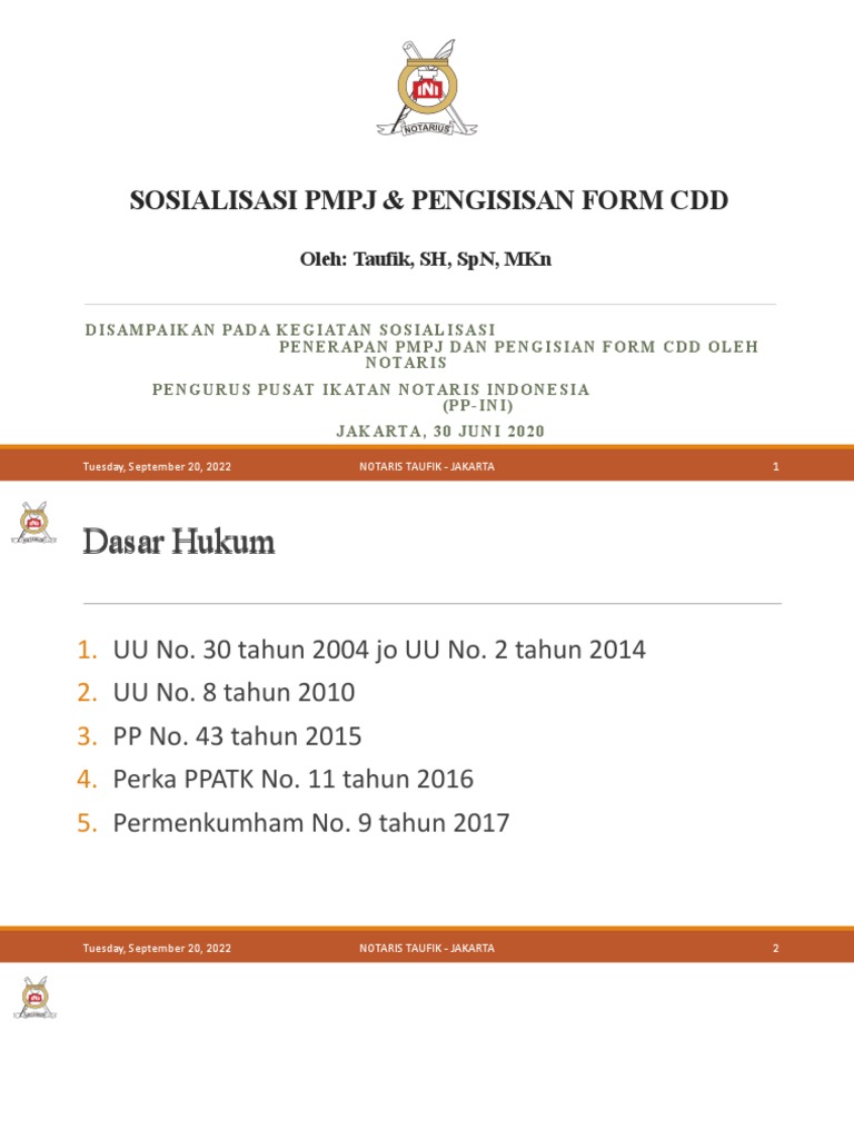 Sosialiasasi PMPJ & Form CDD - PP-INI | PDF