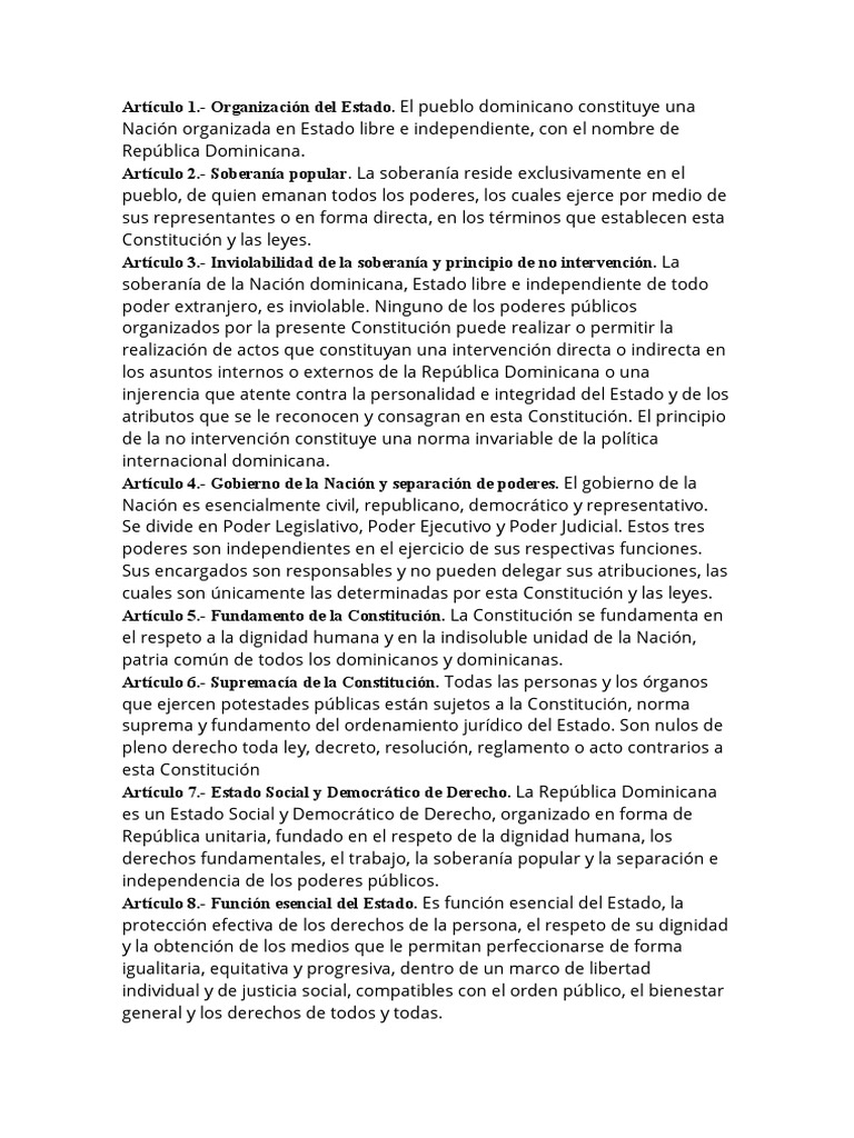 Constitucion Dominicana Pdf Estado Política Nación