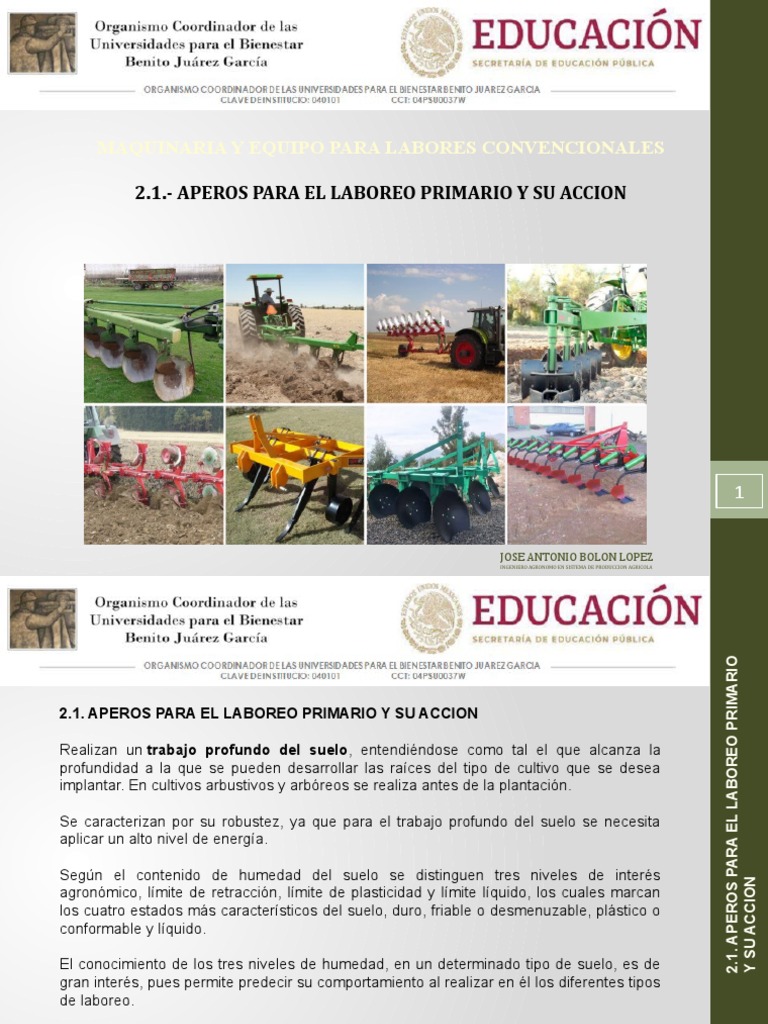 2.1. - Aperos para El Laboreo Primario | PDF | Agricultura | Maquinaria ...