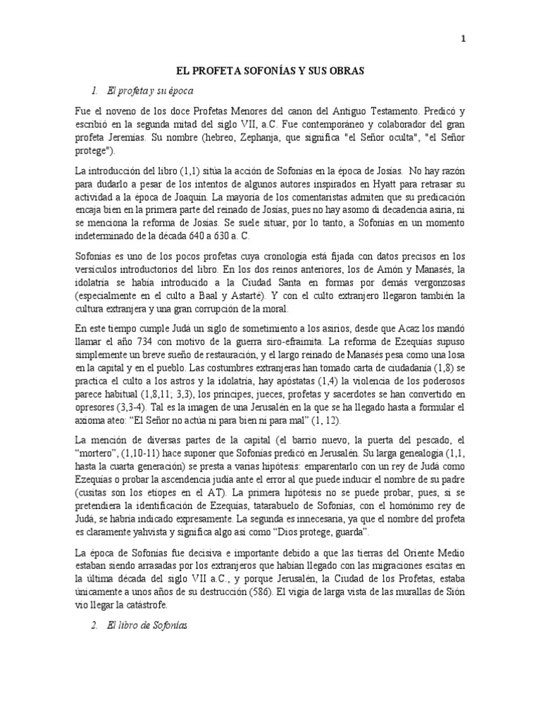 Sofonías: Profeta y Mensaje | PDF