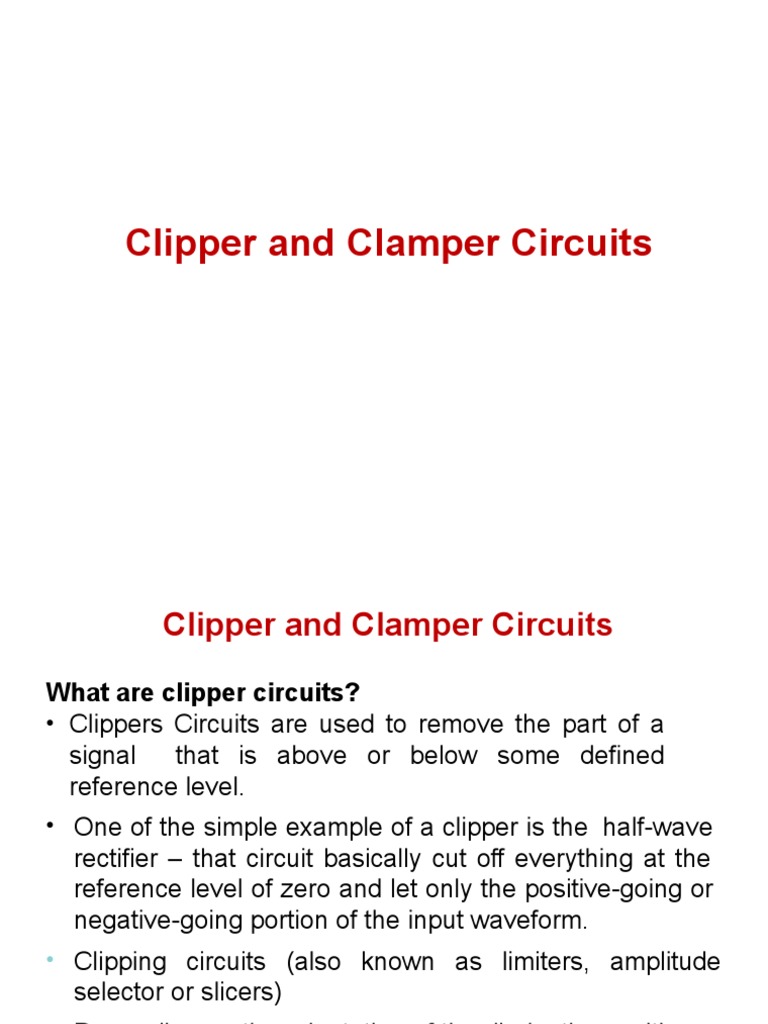 Clipper And Clamper Circuits Pdf Electricity Electromagnetism