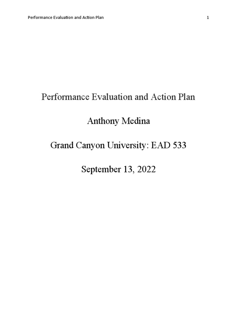 Anthony Medina Ead 533 Performance Evaluation and Action Plan | PDF ...