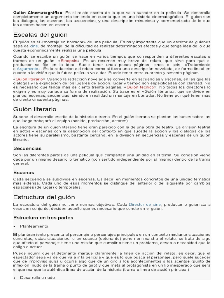Estructura y Tipos de Guión Cinematográfico | PDF | Guión | Trama ...