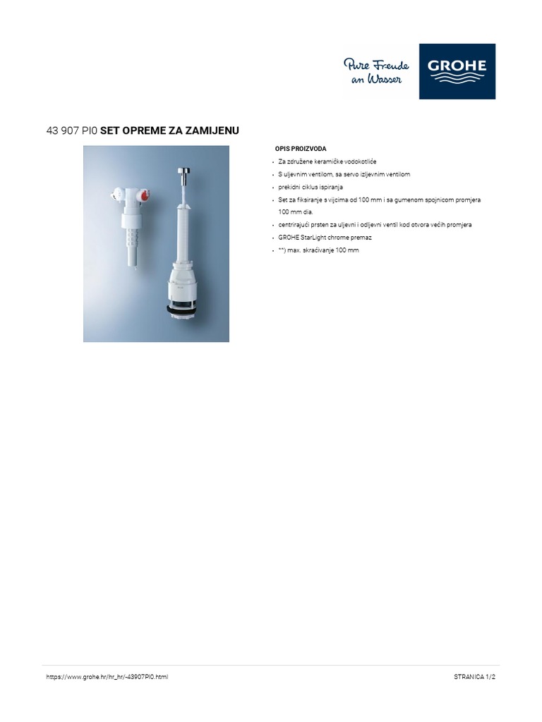 GROHE Specification Sheet 43907PI0 | PDF