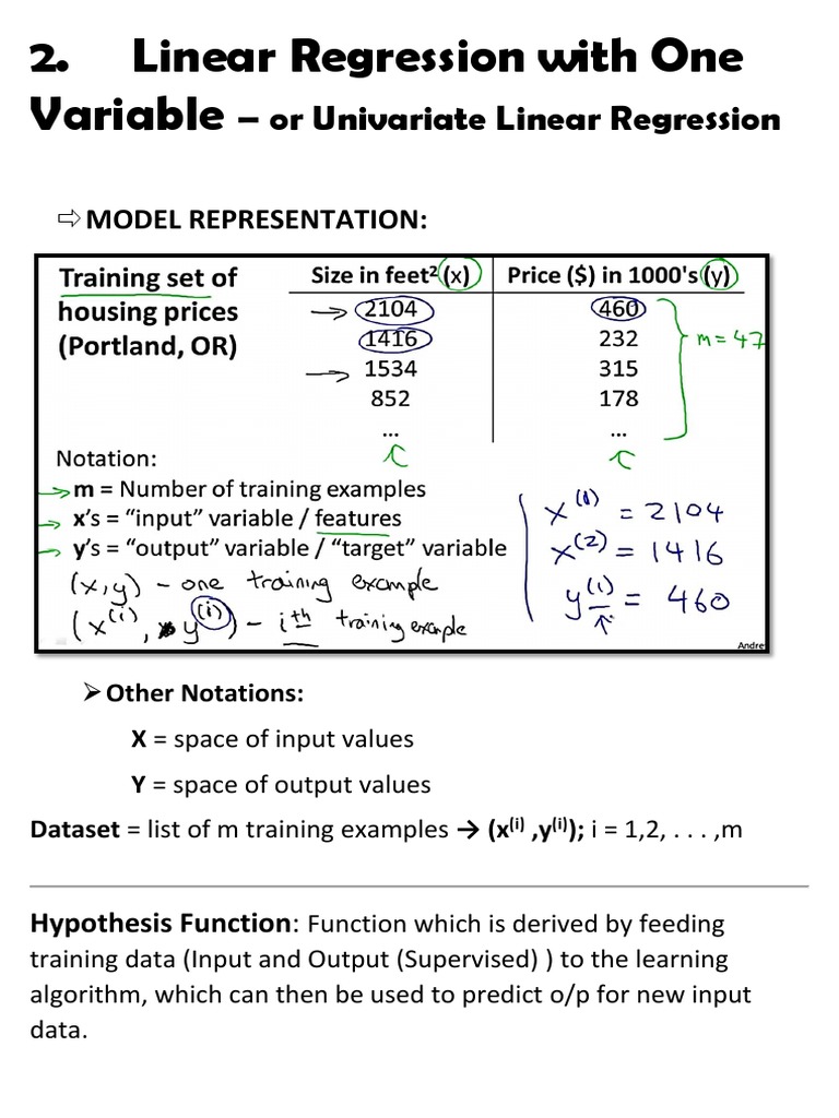 Linear Regression With One Variable | PDF | Regression Analysis | Mean ...