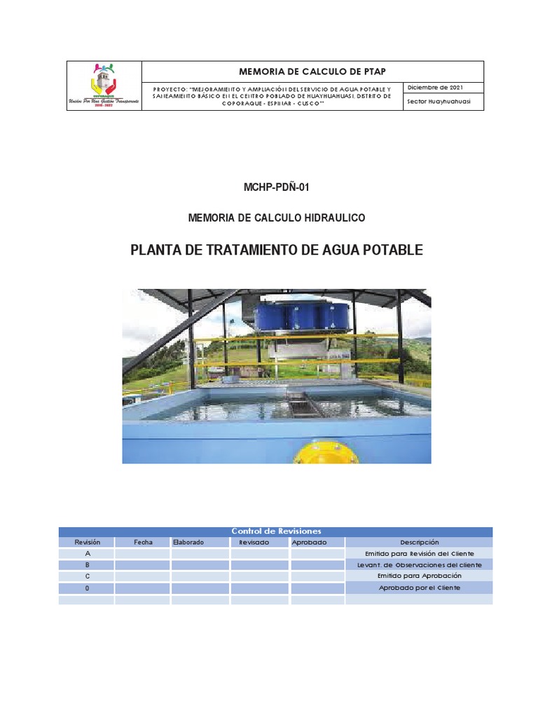3.2.3 - Calculo Hidraulico de La PTAP | PDF | Agua | Filtración