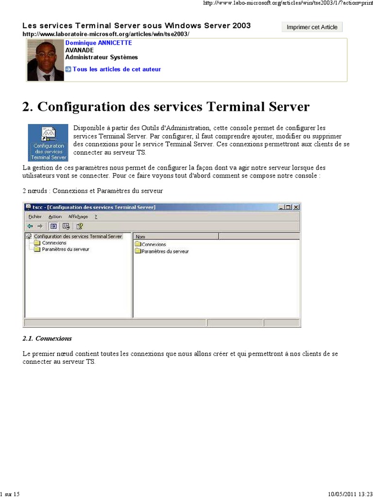 Configuration des services Terminal Server | PDF | Serveur ...