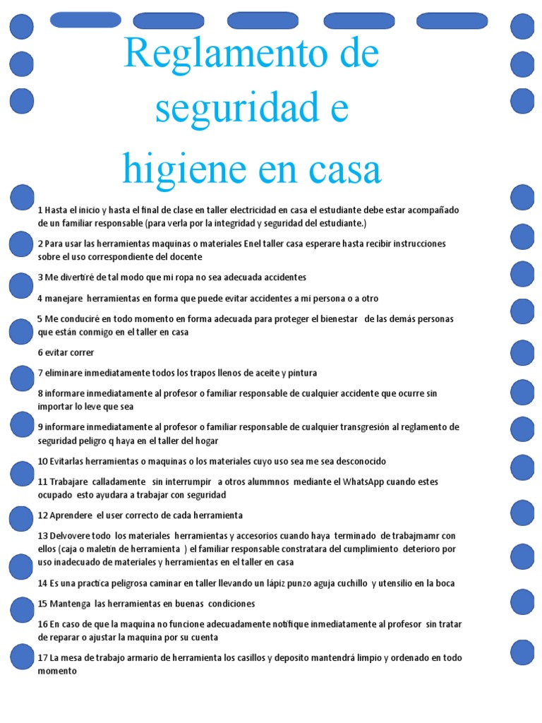 Reglamento de Seguridad e Higiene en Casa | PDF