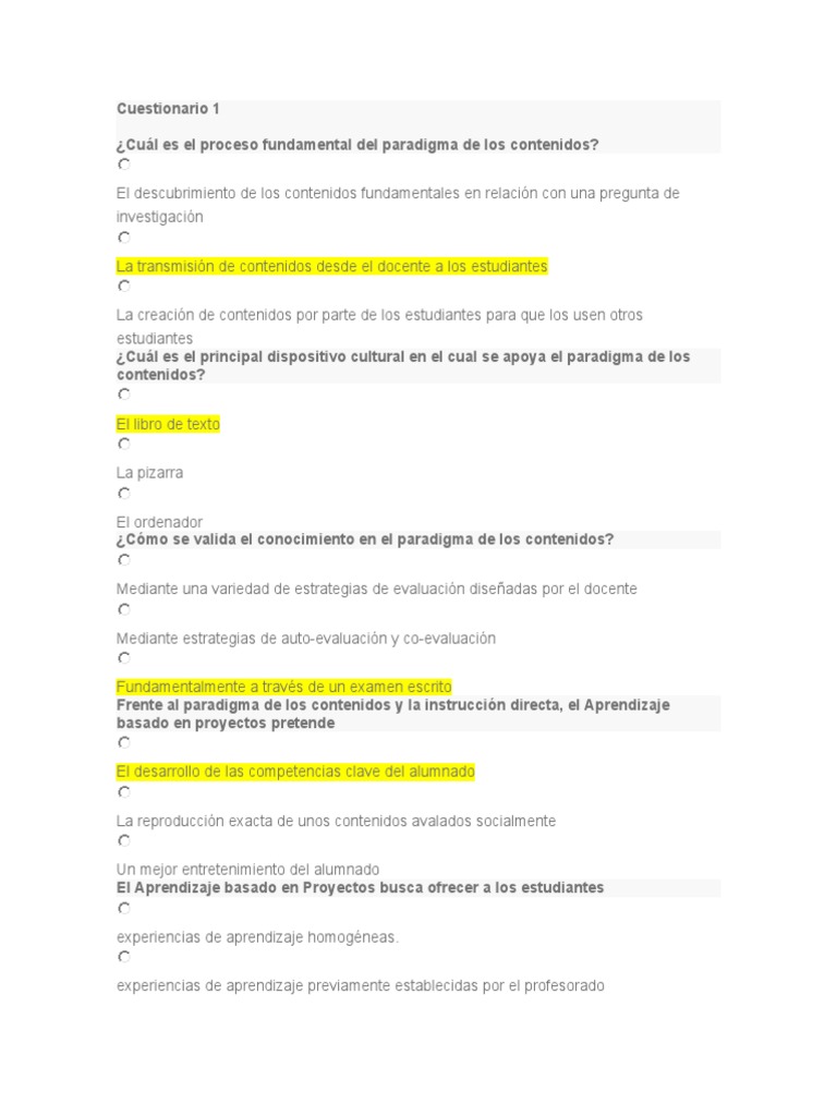 Cuestionarios Profuturo | PDF | Evaluación | Aprendizaje