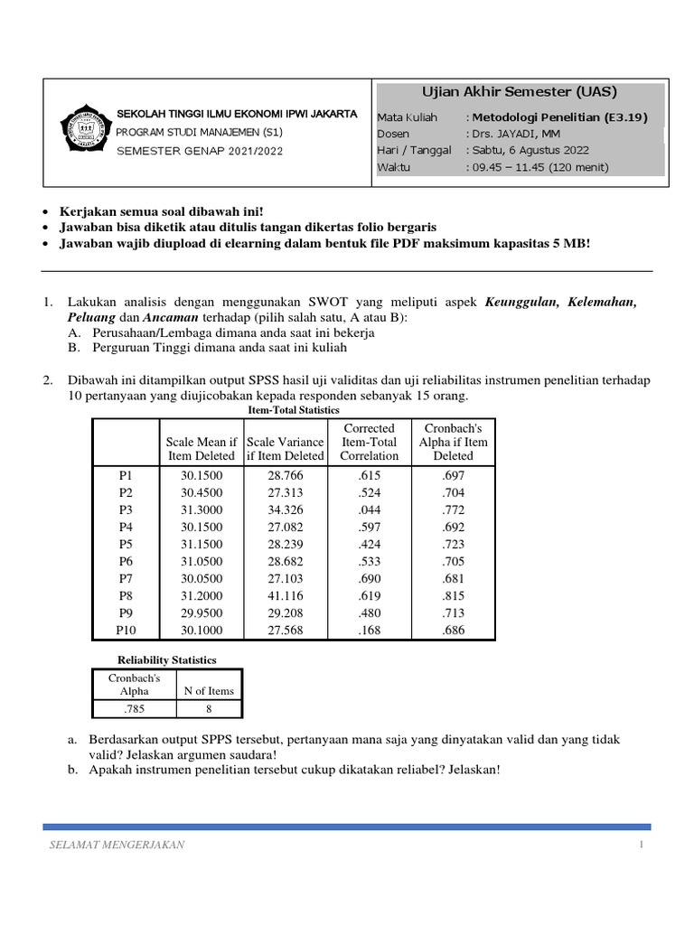 Soal UAS Metodologi Penelitian | PDF
