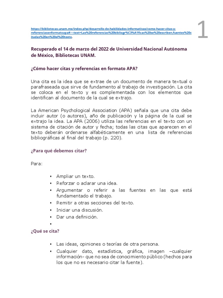 Cómo Hacer Citas y Referencias en Formato APA | PDF | Citación | Comillas