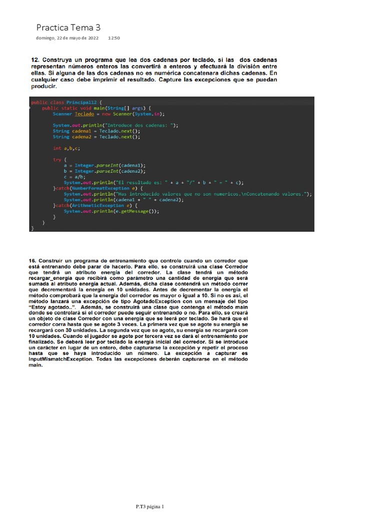 Ejercicios Tema 3 Programación II | PDF