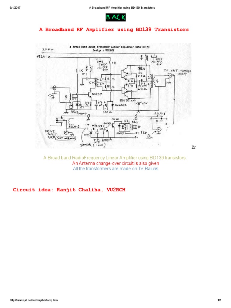 Broadband RF Amplifier with BD139 | PDF | Computers