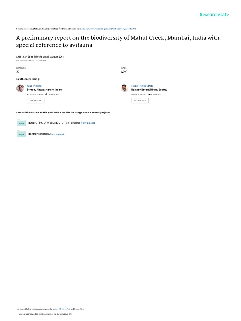 A Preliminary Report On The Biodiversity of Mahul | PDF | Estuary ...