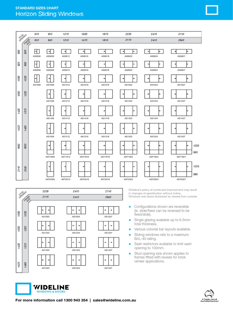 Standard Sizes for Sliding Windows | PDF | Architectural Elements ...