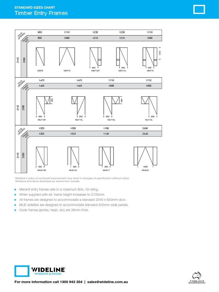 WIDELINE Timber Entry Frames Standard Size | PDF | Door | Queensland ...