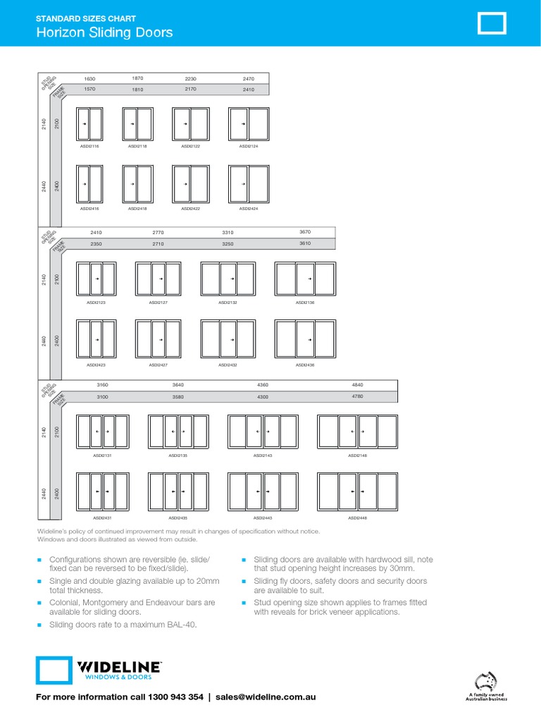 WIDELINE Sliding Doors Standard Size | PDF | Door | Window