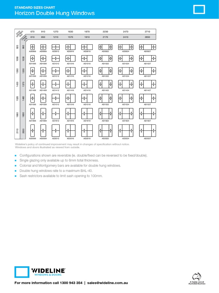 WIDELINE Double Hung Window Standard Size | PDF | Window | Manufactured ...
